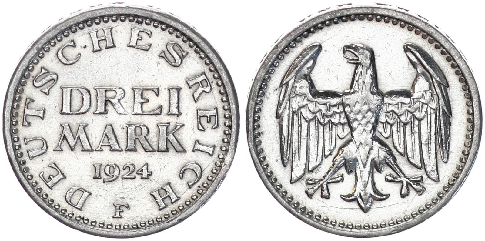 Weimarer Republik - Deutschland Weimar 3 Mark 1924 F VF-EF | MA-Shops