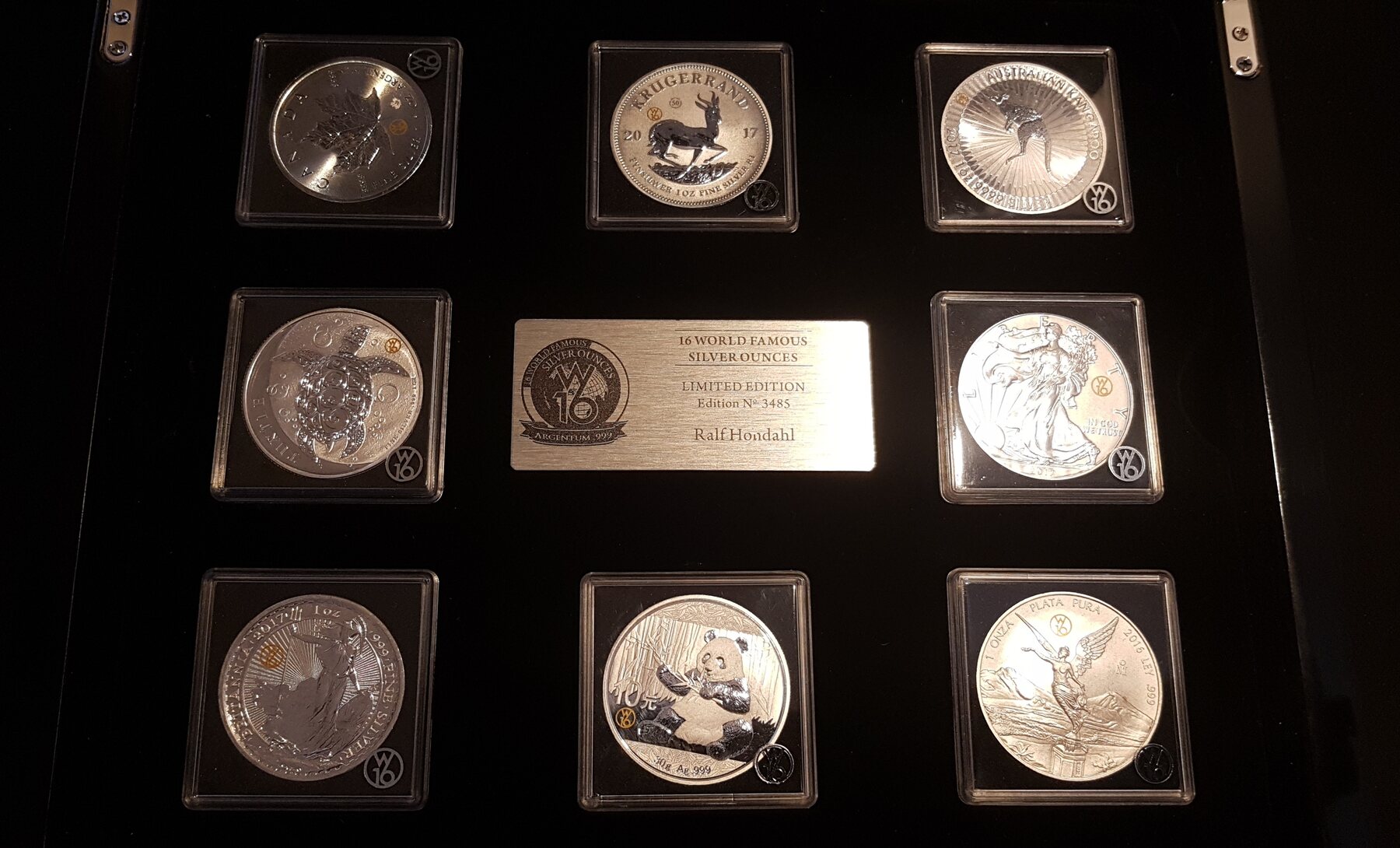 Konvolut 16 world famous silver ounces mit privy mark W16 in Silber BU ...