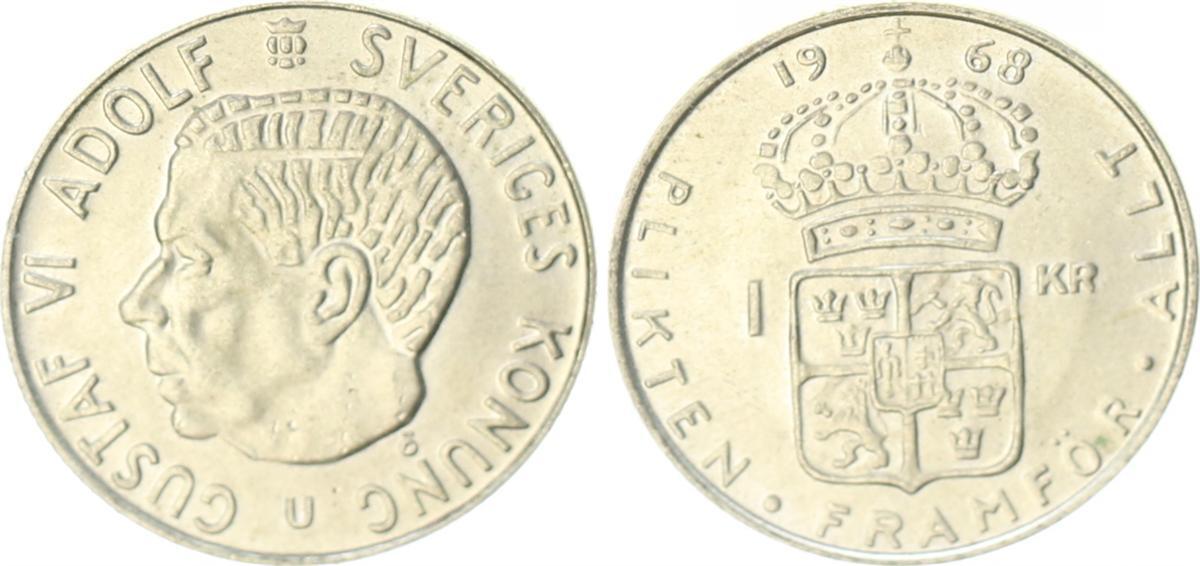 1 Kronor 1968 Schweden 1 Krone | Gustaf VI Adolf CH UNC. | MA-Shops