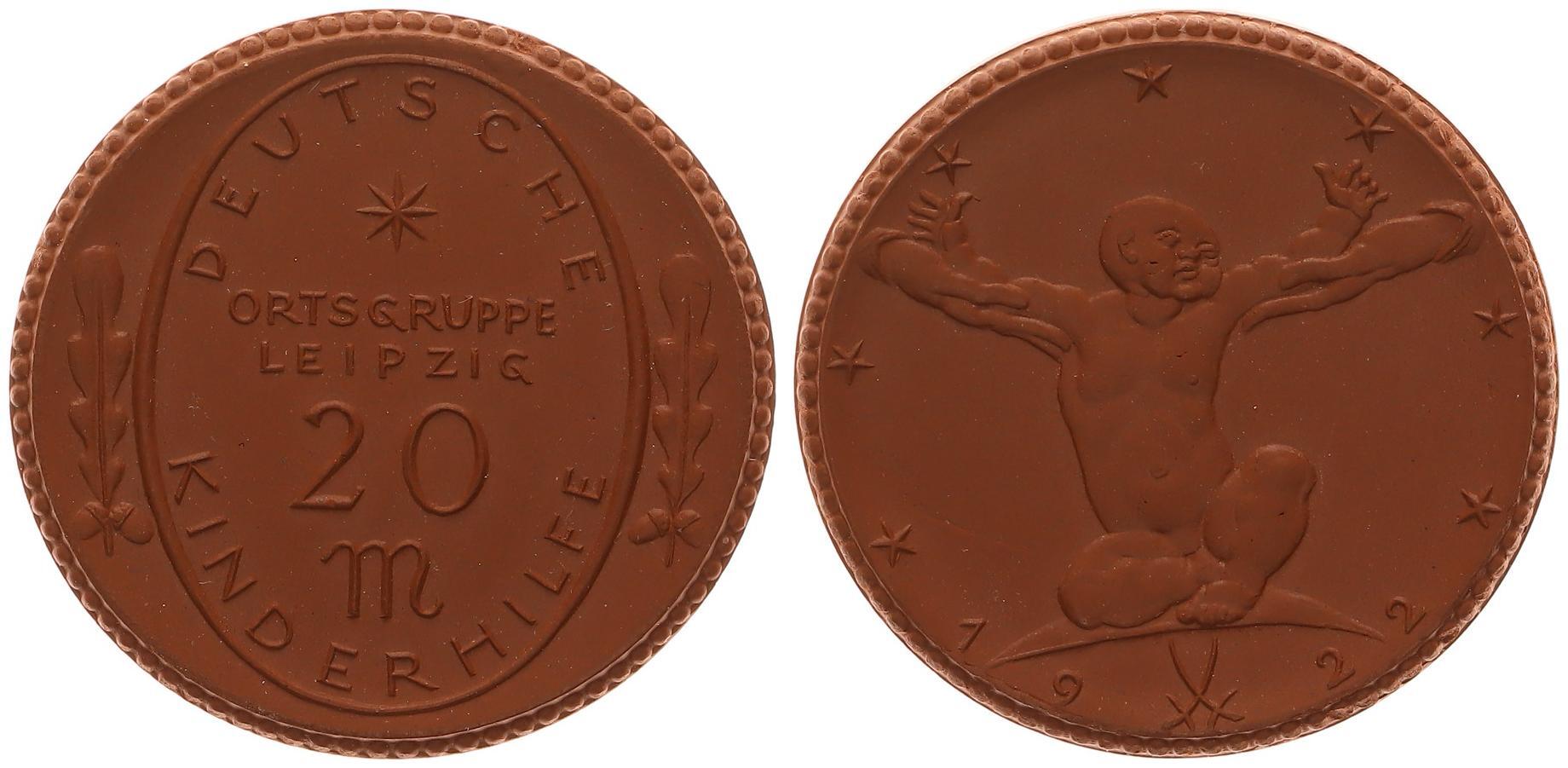 Deutschland Meissner Porzellan, Leipzig 20 Mark, 1922 Kinderhilfe CH ...