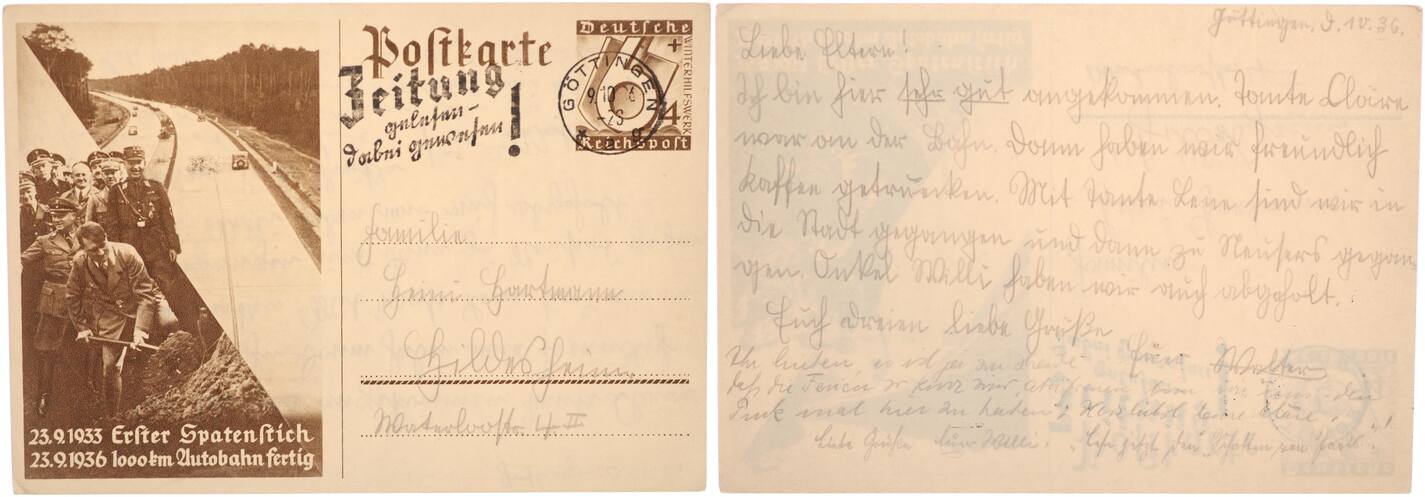 3. Reich 1936 Postkarte mit Adilf Hitler guter Zustand | MA-Shops