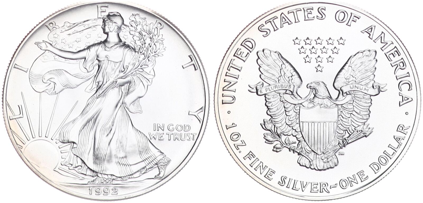 USA 1 Dollar 1992 American Eagle Liberty - 1 Unze Feinsilber BU | MA-Shops
