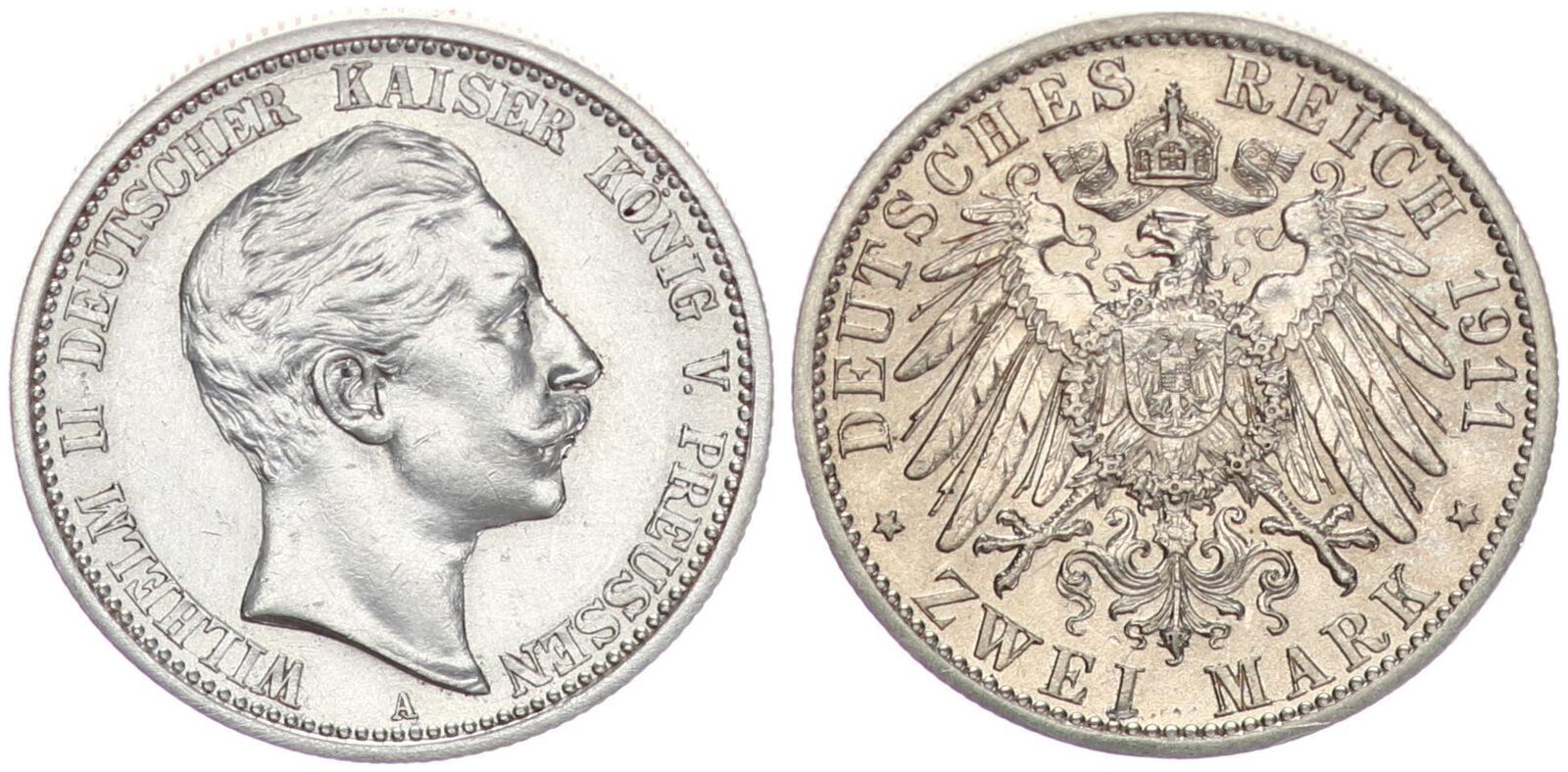 Preussen - Deutsches Kaiserreich 1911 A Preußen 2 Mark Kaiser Wilhelm ...