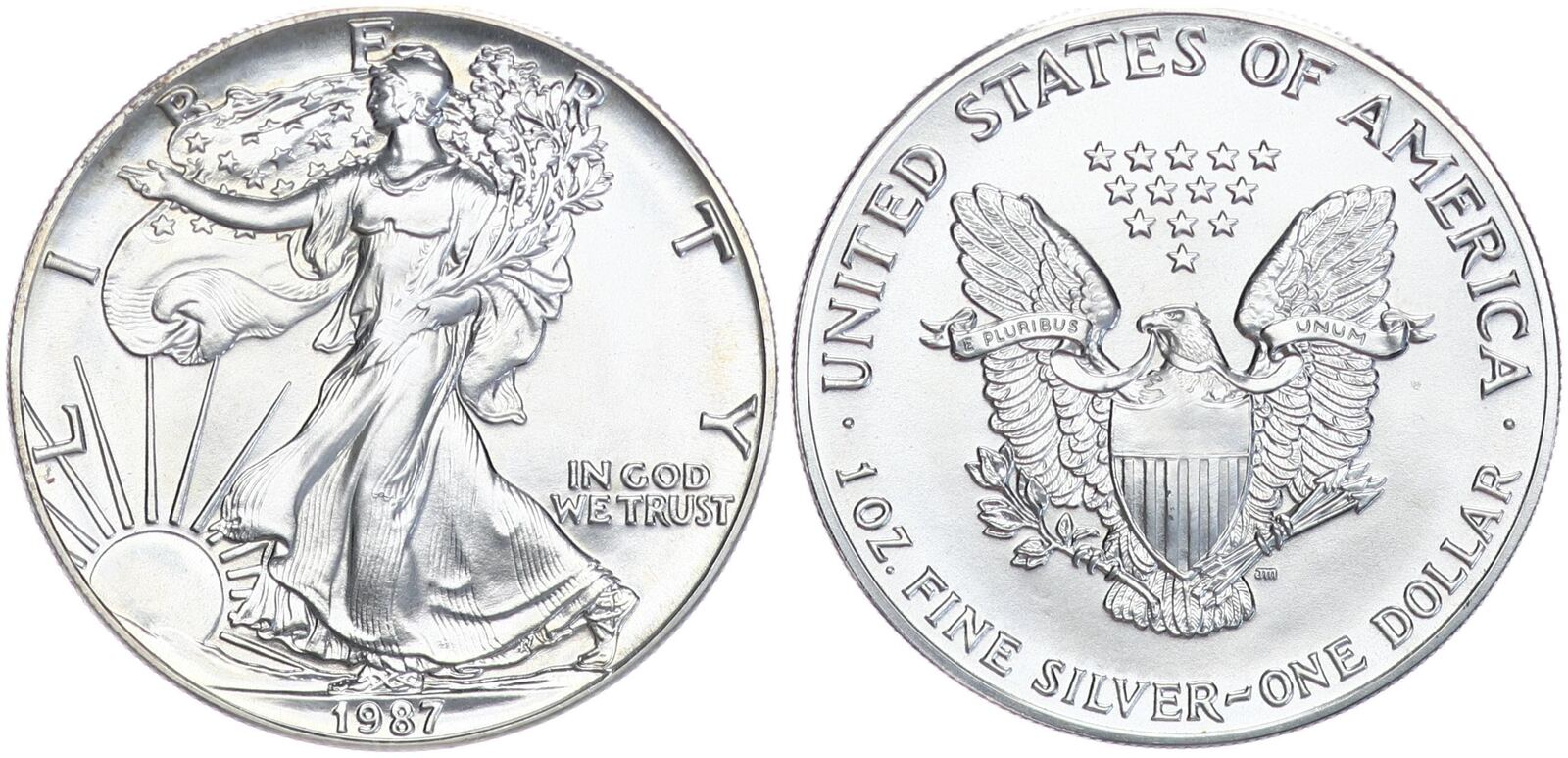 USA 1 Dollar 1987 American Eagle Liberty - 1 Unze Feinsilber BU | MA-Shops