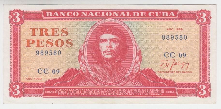 1989 Cuba, 3 Peso Banknote GEM UNC | MA-Shops