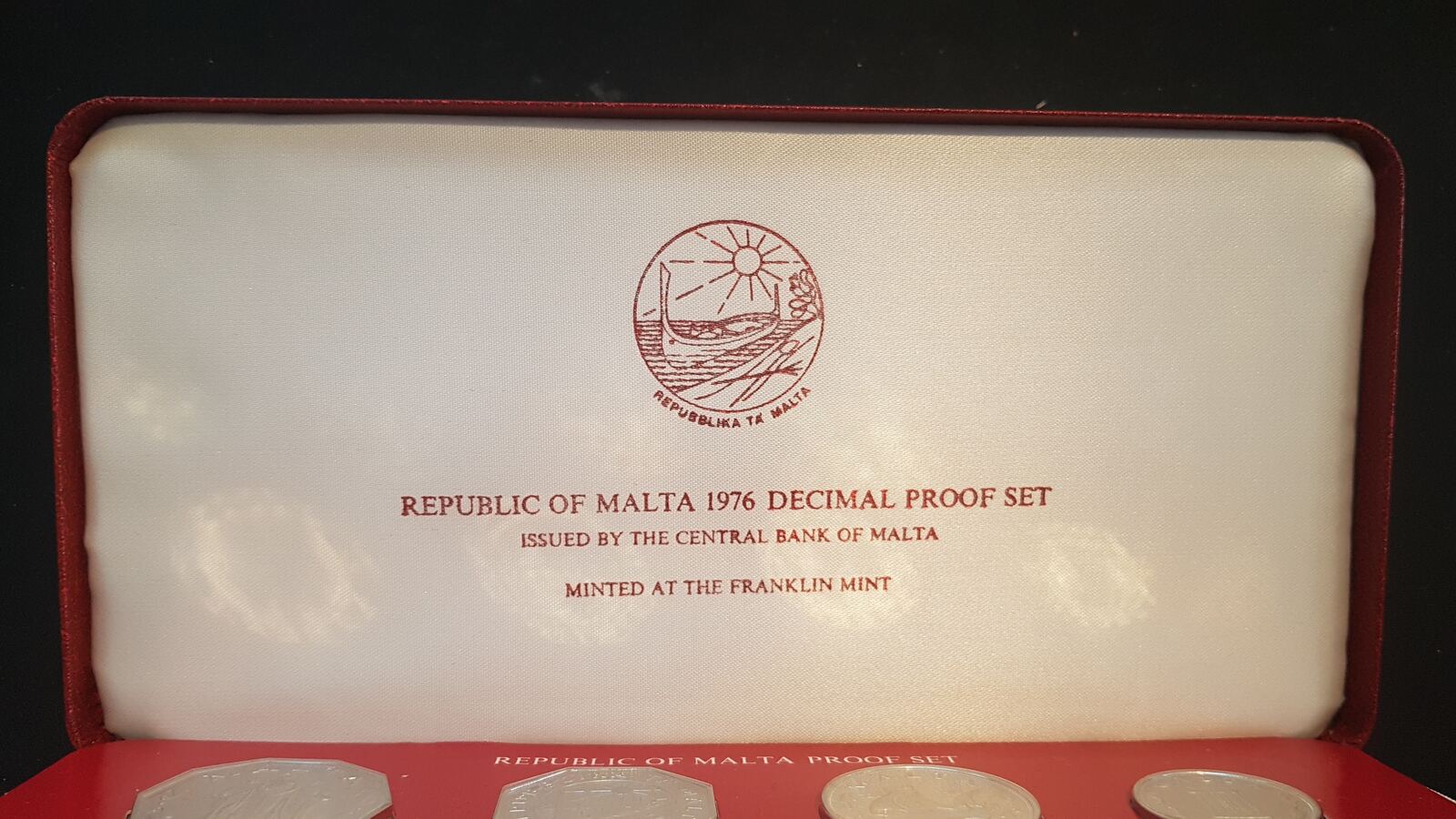 Malta KMS 1976 COIN PROOF SET 9 Coins FRANKLIN MINT BOX | MA-Shops
