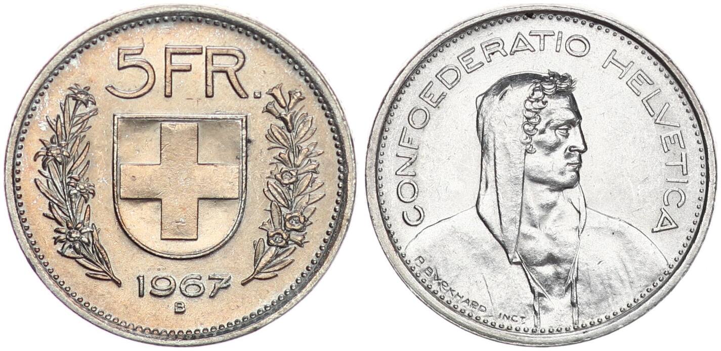 Schweiz 5 Franken Silber 1967 B UNC- | MA-Shops