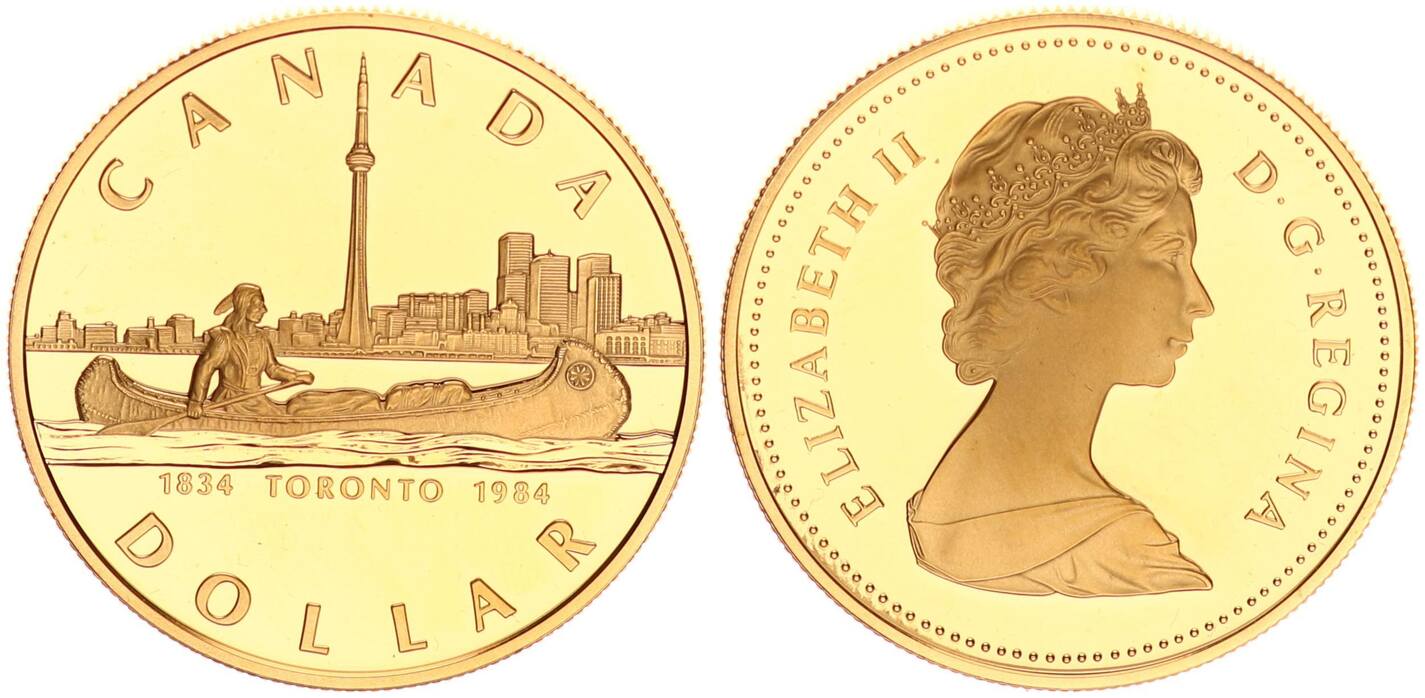 Kanada 1 Dollar 1984 Toronto Proof, vergoldet | MA-Shops