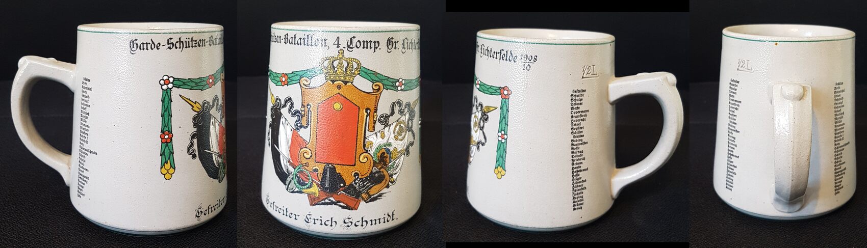 Deutschland Reservistenkrug 1908 Garde Schützen Bataillon 4. Komp Gr ...