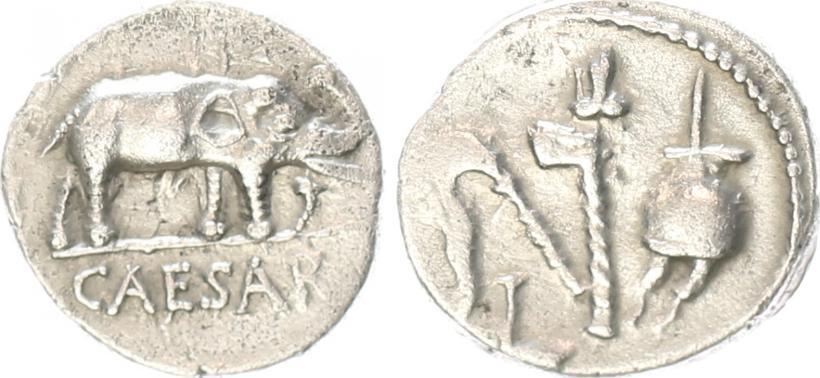 Antike / Republik/ Cäsar Denar 100-44 v.Chr. C. Julius Caesar, Elefant ...