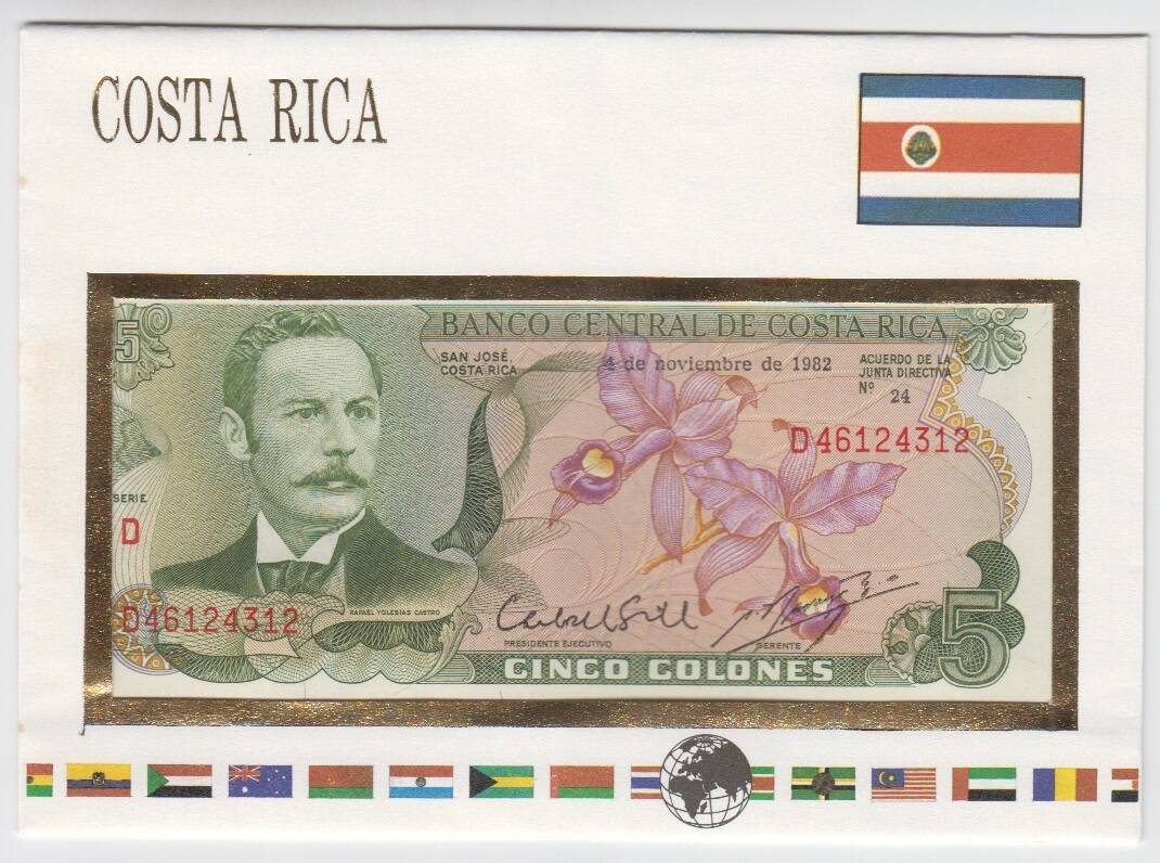 Costa Rica Chile, 5 Colón Geldschein GEM UNC | MA-Shops