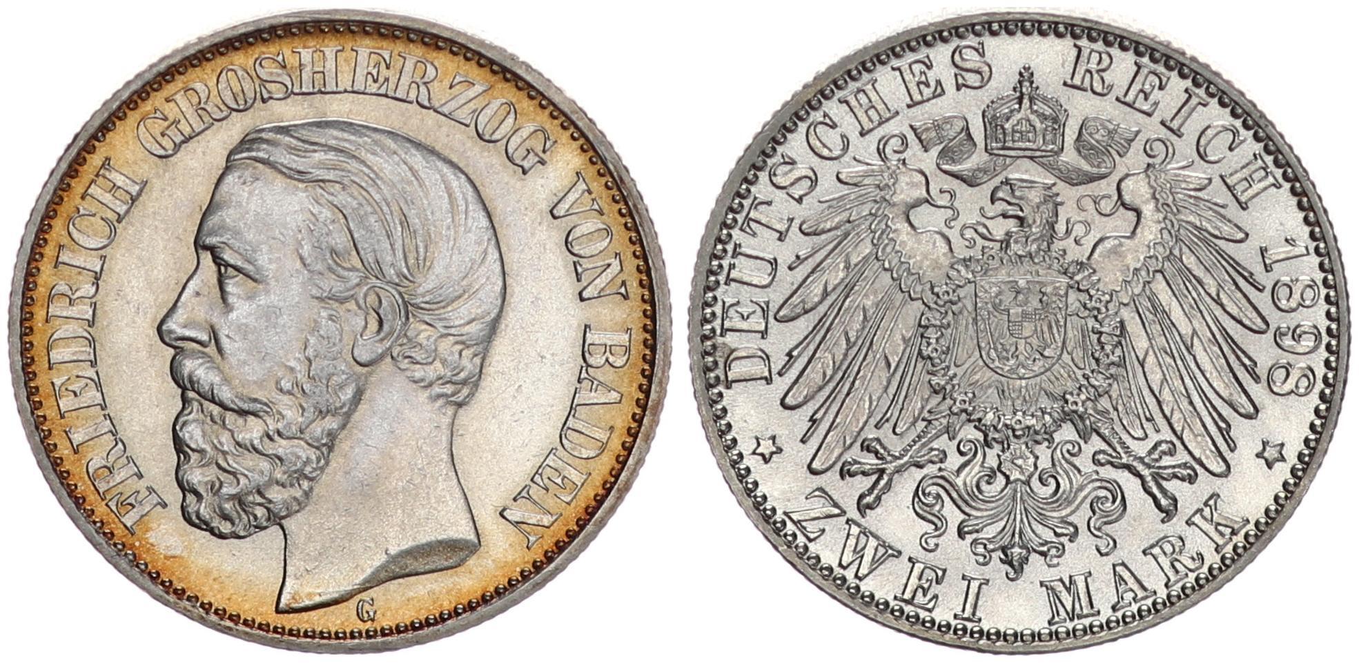 Deutsches Kaiserreich - Baden 2 Mark 1898 G Friedrich I. - seltenes ...