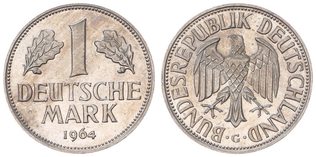 Deutschland 1 DM Kursmünze 1964 G UNC- / CH UNC. | MA-Shops