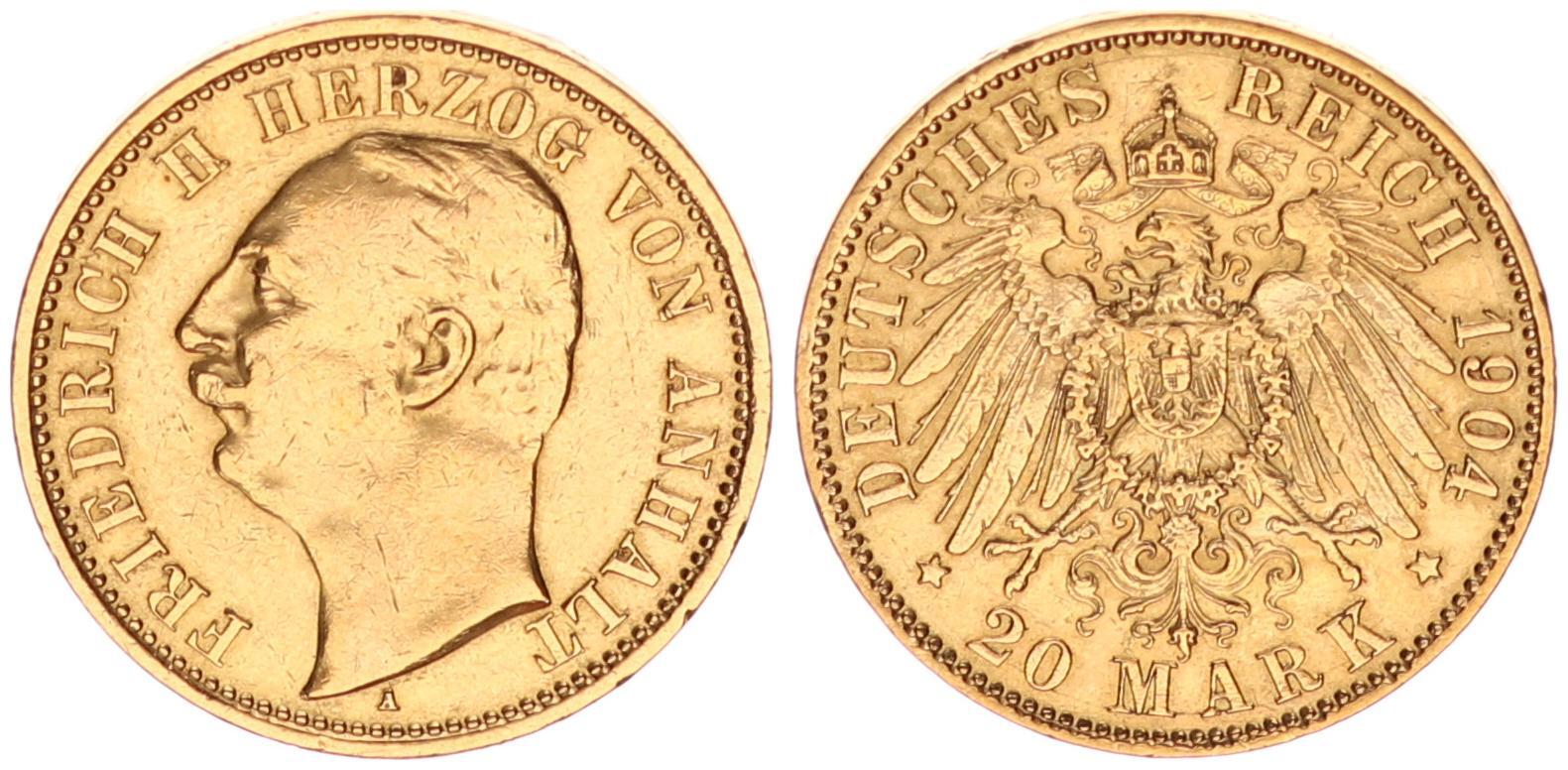 Deutsches Kaiserreich - Anhalt 20 Mark 1904 A 20 Reichsmark Goldmark ...