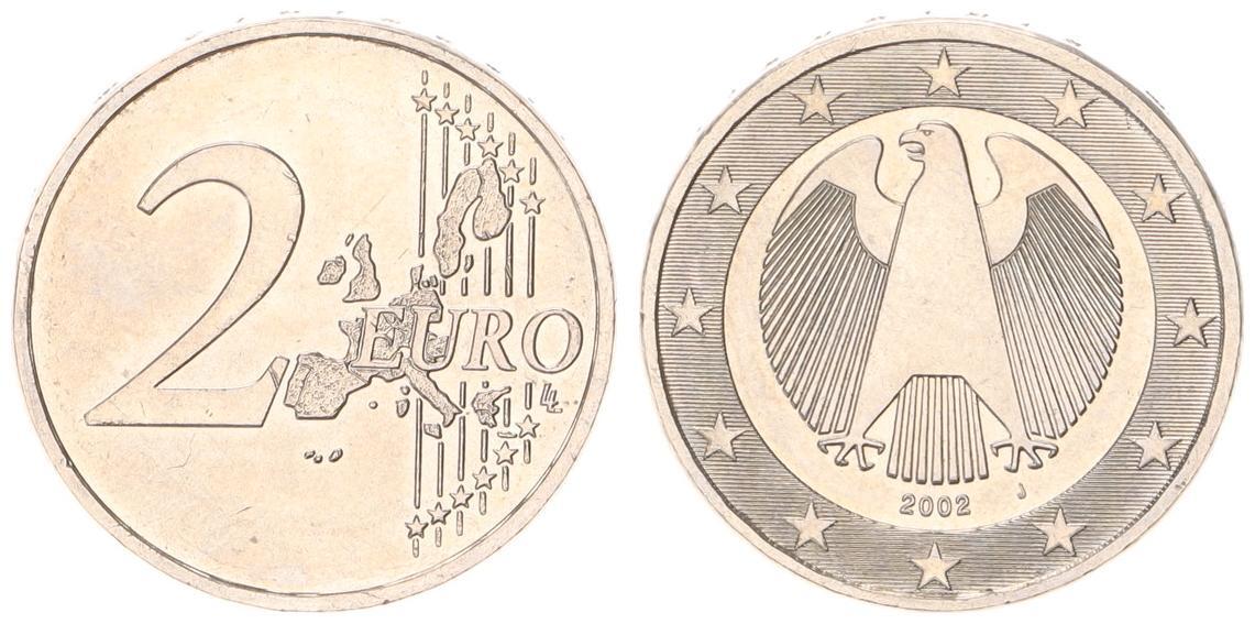 Deutschland / Eurowährung 2 Euro Fehlprägung 2002 J durchgehendes ...