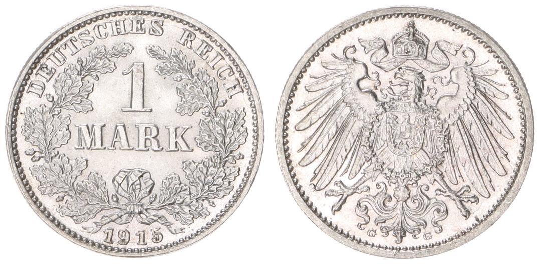 Deutsches Kaiserreich 1 Mark Silber 1915 G CH/GEM UNC | MA-Shops