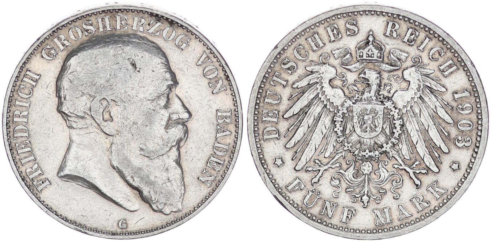 Baden - Deutsches Kaiserreich 5 Mark 1903 G 5 Reichsmark - Friedrich I ...