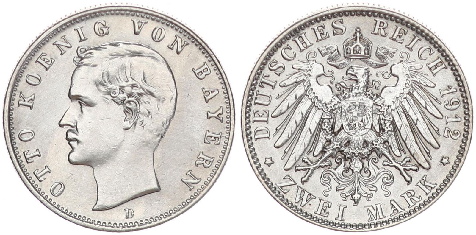 Deutsches Kaiserreich - Bayern 2 Mark 1912 D 2 Reichsmark Lönig Otto VF ...