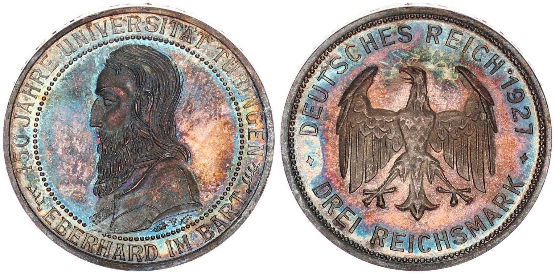 Weimarer Republik - Deutschland 3 Mark 1927 F Weimar 3 Reichsmark ...