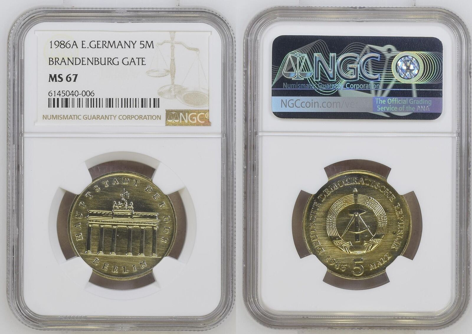 Germany - Democratic Republic - DDR 1986 A DDR 5 Mark Brandenburger Tor ...
