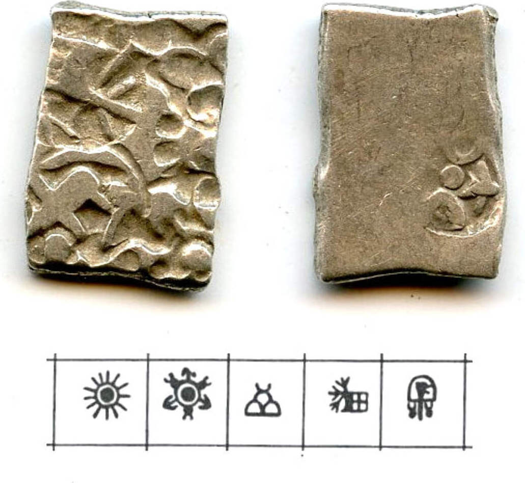 Antike Silver karshapana, Samprati (ca.216-207 BC), Mauryan Empire ...