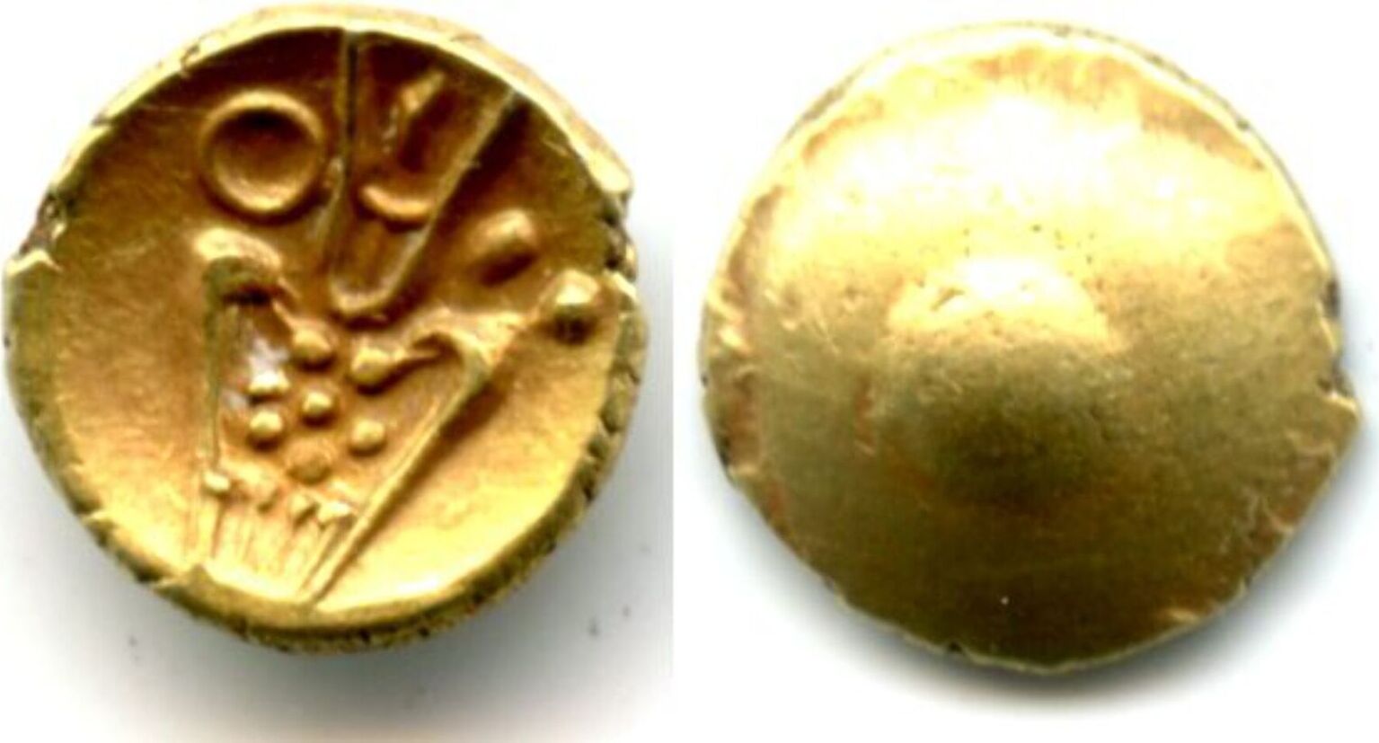 Rare gold Kali scyphate fanam minted from South-Eastern India, Dutch ...
