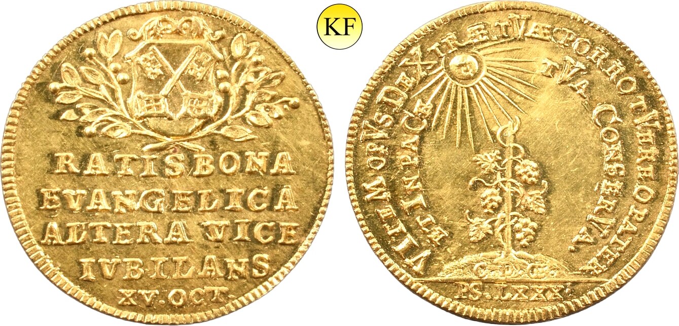 Regensburg, Stadt Dukat 1742 200 years reformation f.CH UNC. | MA-Shops