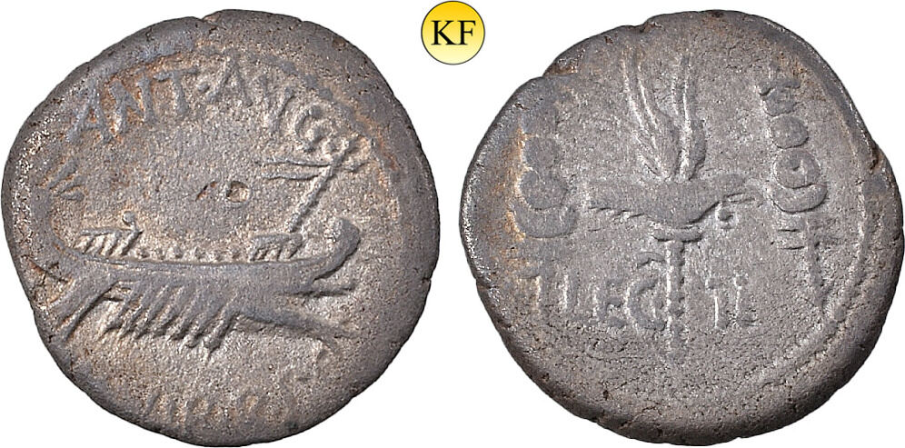Römische Republik Denar 32-31 v.Chr. Mark Antony, minted for Legio II ...