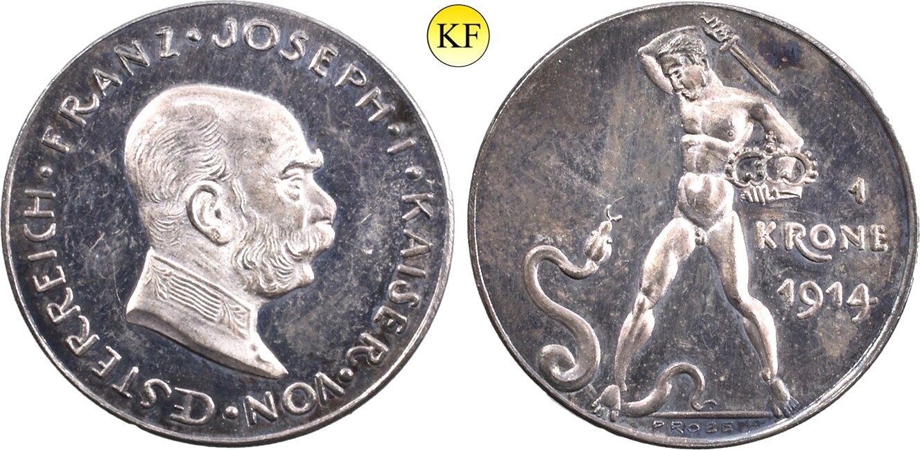 Österreich, Kaiserreich 1 Krone Probe 1914 Franz Joseph I. 1848-1916 ...