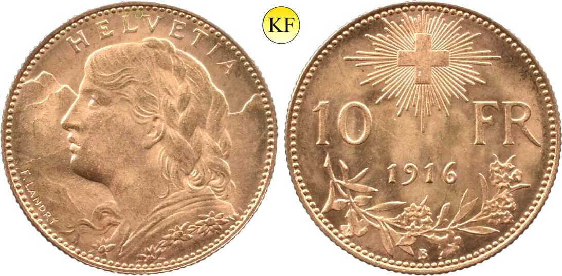 Schweiz 10 Franken 1916 Confederation BU | MA-Shops