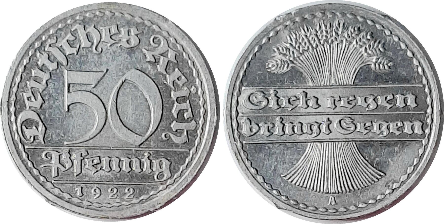 Deutschland Probe 50 Pfennig 1922 A mit 6 Erhöhungen am Rand J 301 UNC ...