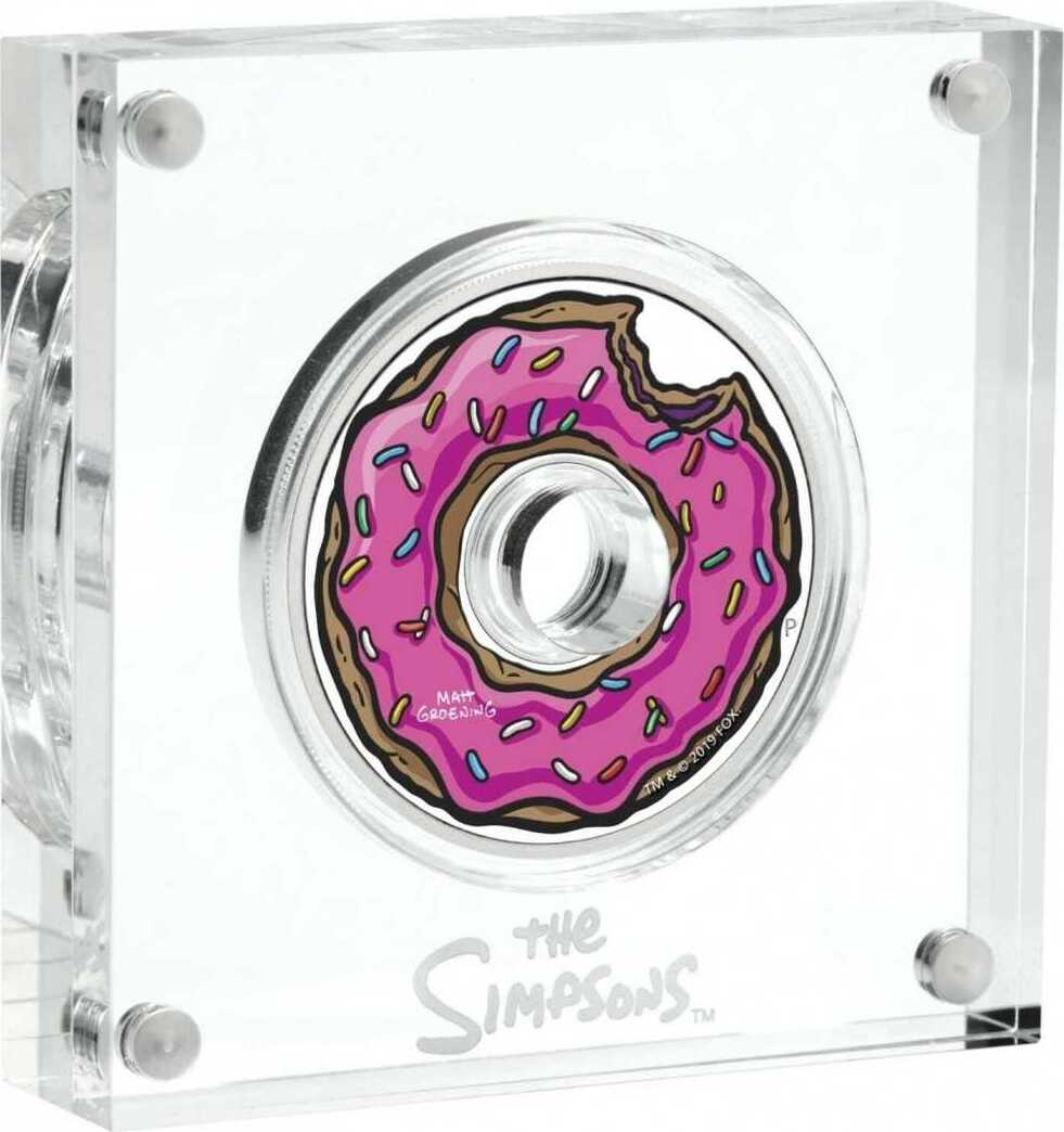 Tuvalu 1 Dollar 2019 Simpsons Donut 1oz Proof | MA-Shops