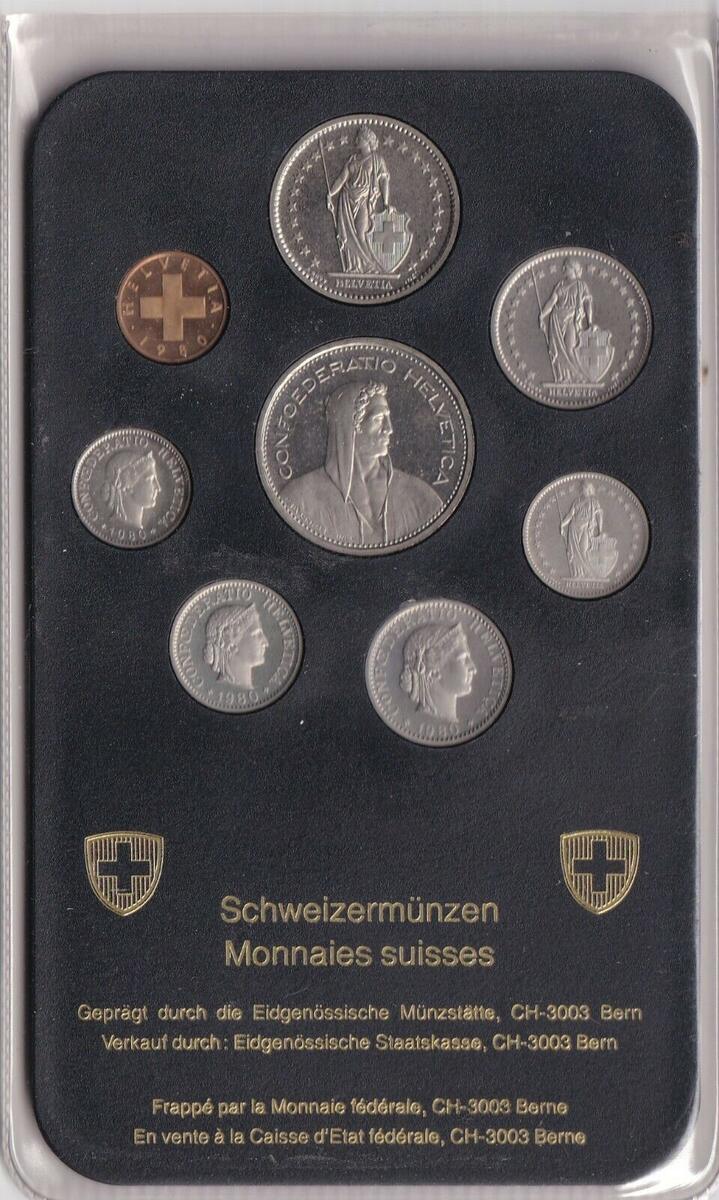Schweiz 8.86 Francs 1980 Switzerland Coin Set BU | MA-Shops