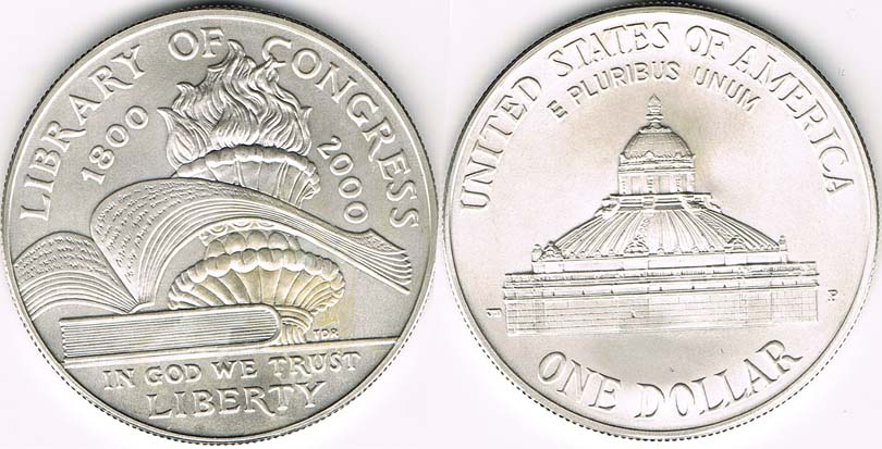 USA 2000 P commemorative silver dollar "library of congress ...
