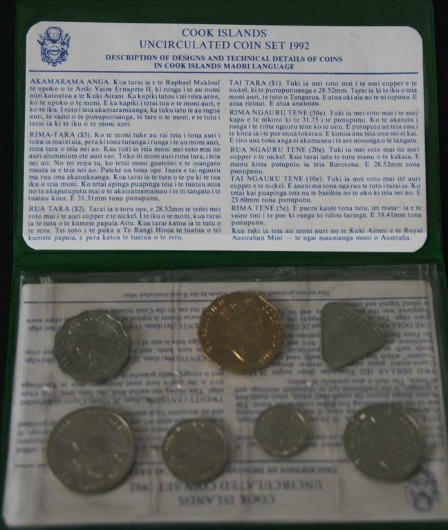 8,85 Dollar cook islands, official coin set 1992, uncirculated, with ...