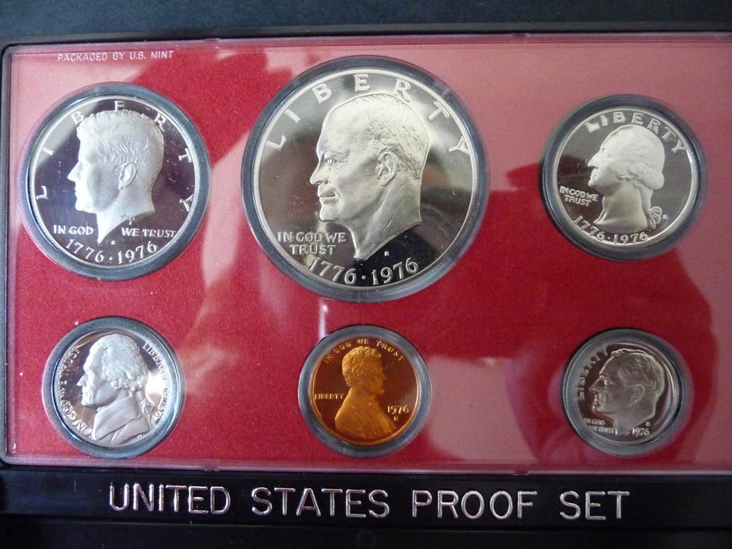 1,91 Dollars USA, official proof set 1976, 1 Cent to 1 Dollar, like ...
