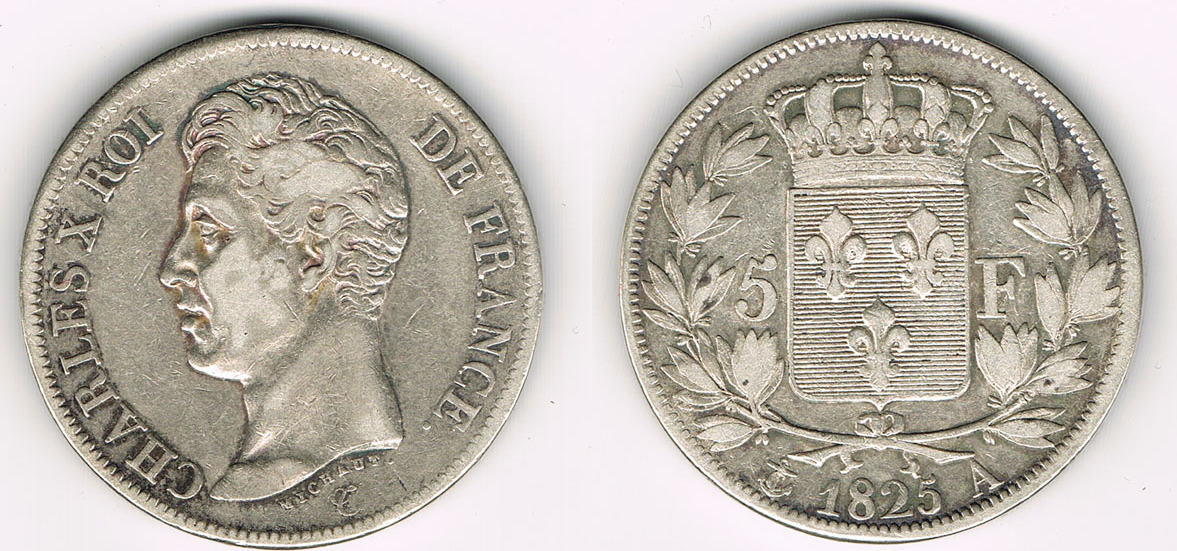 Frankreich france. 5 francs 1825 A, Charles X., like scan VF | MA-Shops