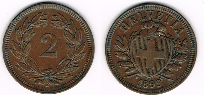 Schweiz Switzerland, 2 Rappen 1899 B, like scan EF | MA-Shops