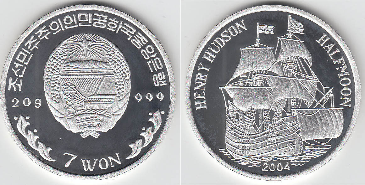 Korea Nord 2004 North Korea 7 Won, Henry Hudson - Half, like Scan, only ...