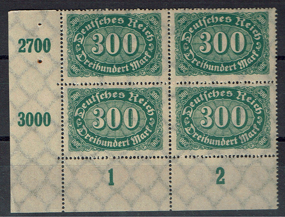 300 Mark 1922/23 Deutsches Reich, Mi.-Nr. 249 PUR "Freimarken: Ziffern ...