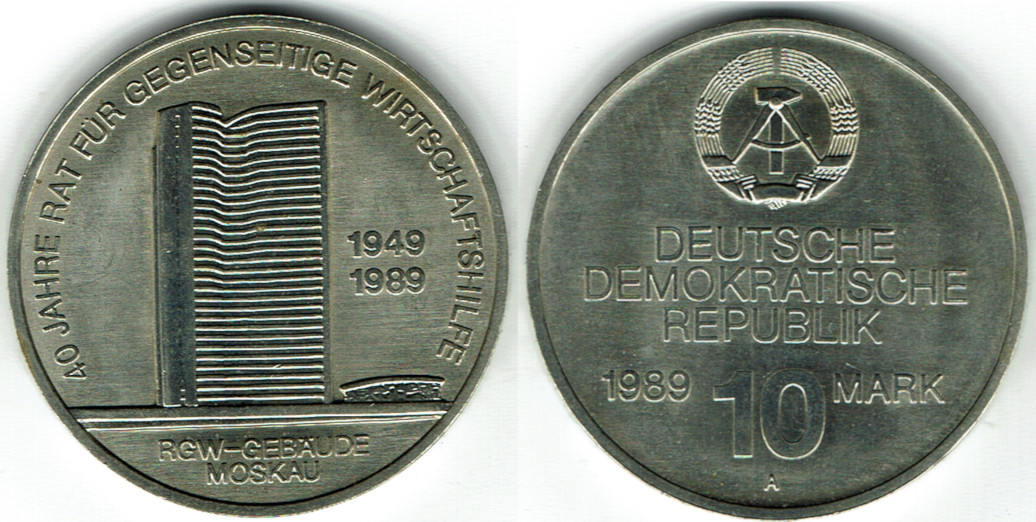 Deutsche Demokratische Republik DDR, 10 Mark 1989, 40 Jahre RGW, siehe ...