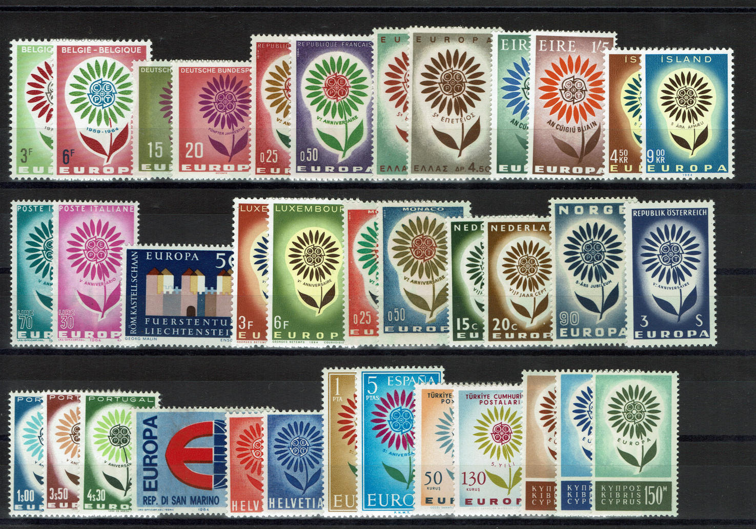 Briefmarken Europa CEPT Jahrgang 1964 Jede Hauptnummer Einmal briefmarken-europa-cept-jahrgang-1964-jede-hauptnummer-einmal