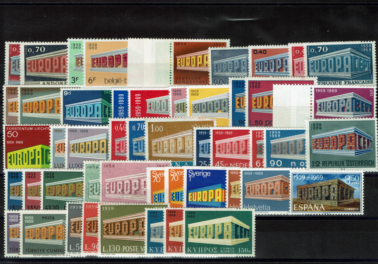 Briefmarken Europa CEPT Jahrgang 1969 Jede Hauptnummer Einmal briefmarken-europa-cept-jahrgang-1969-jede-hauptnummer-einmal