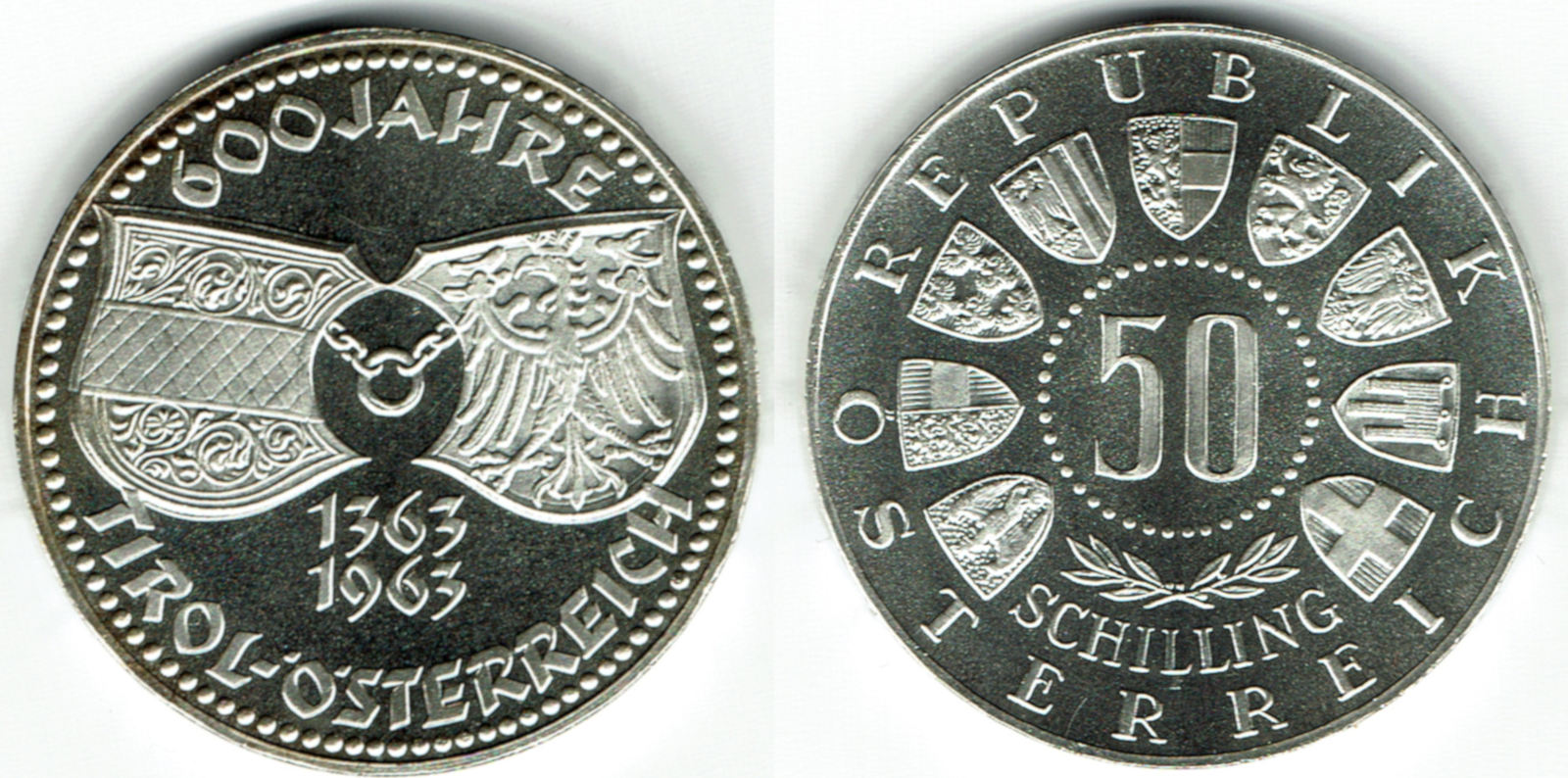 Österreich 1963, 50 Schilling, 600 Jahre Tirol - Österreich, siehe Scan ...