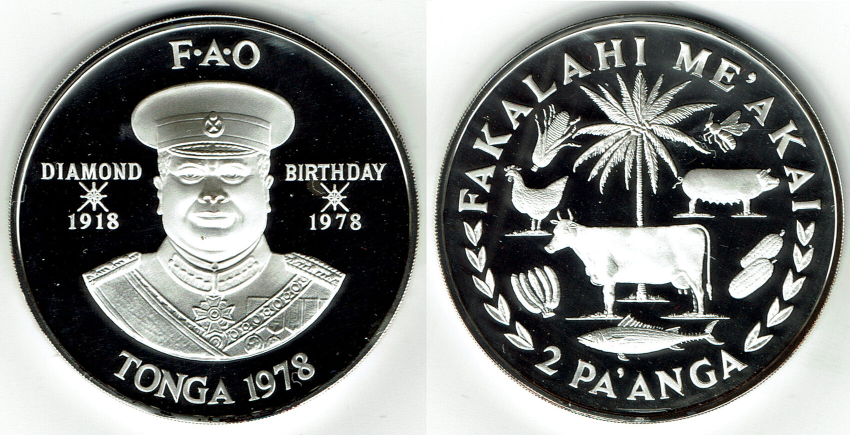 Tonga 1978, 2 Pa'anga, "FAO - diamond birthday", like scan, rare, 750 ...