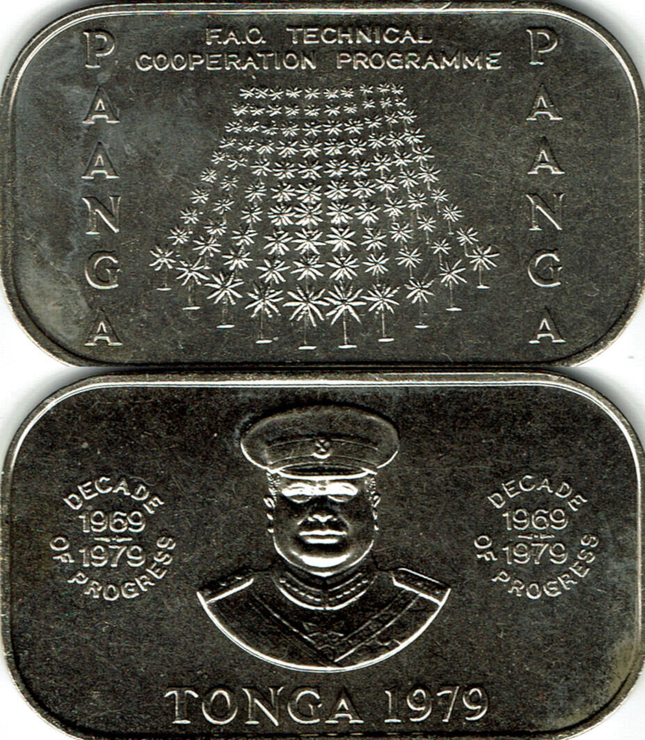1 Paanga tonga, commemorative coin 1979, 1 Pa'anga "F.A.O. - 100 palm ...