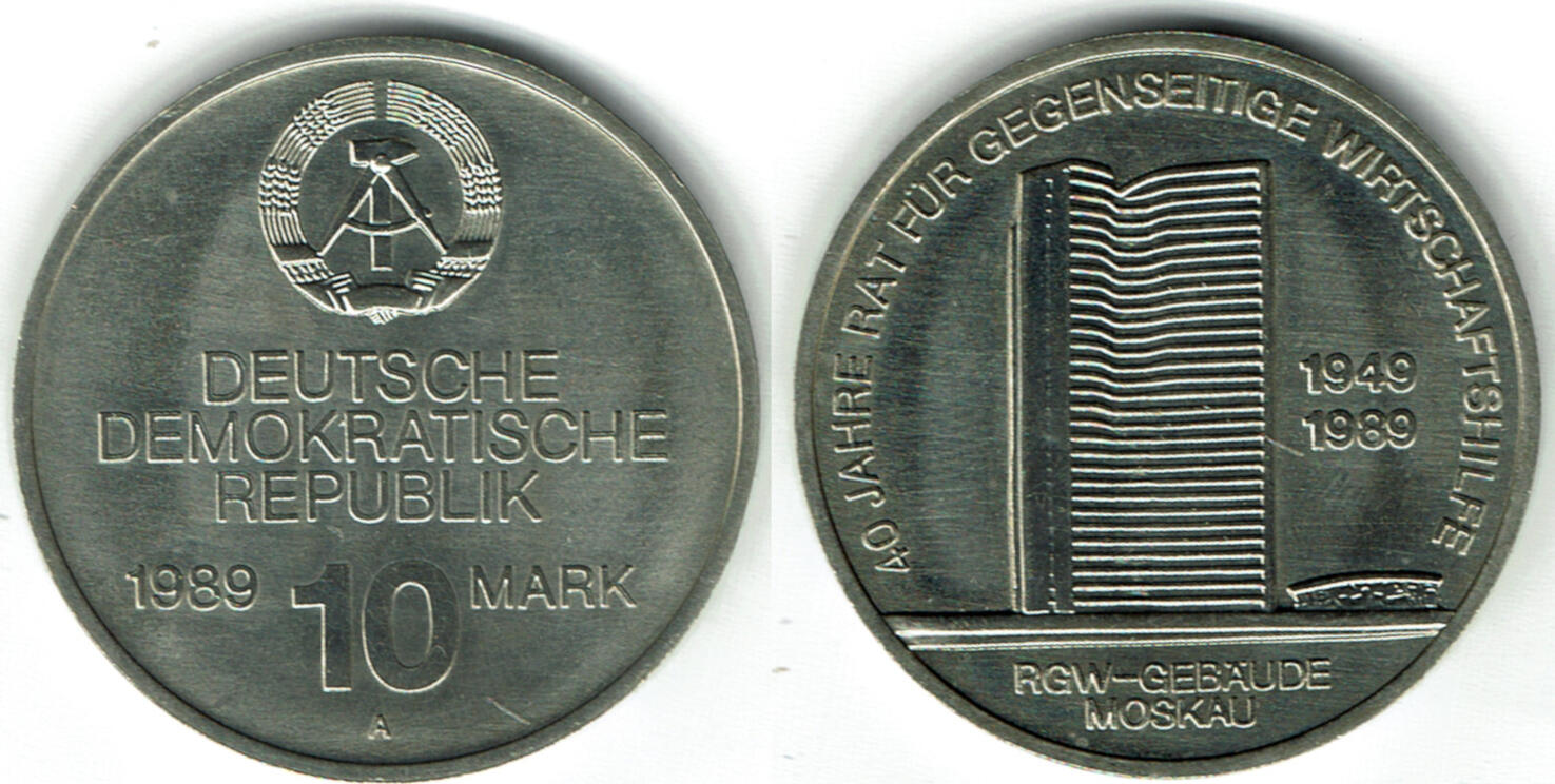 Deutsche Demokratische Republik DDR, 10 Mark 1989, 40 Jahre RGW, siehe ...
