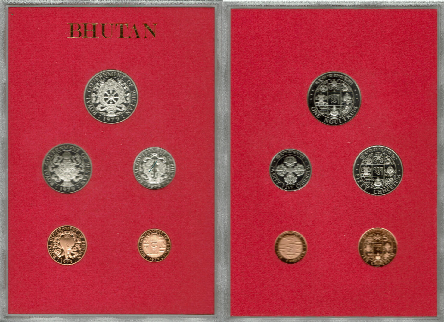 1 Chhertum bis 1 Ngultrum (5 Münzen) Bhutan, official coin set (royal ...
