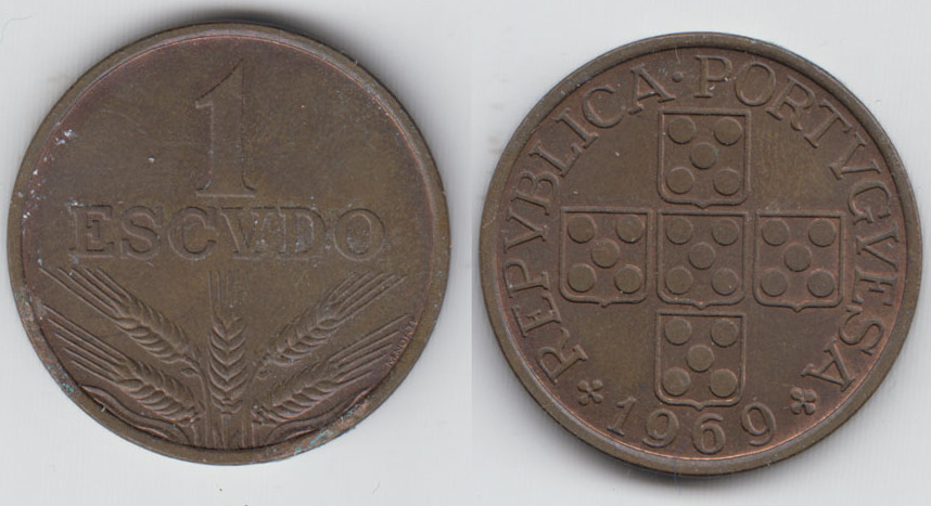 1 Escudo Portugal, escudo coin 1969, like scan AU | MA-Shops
