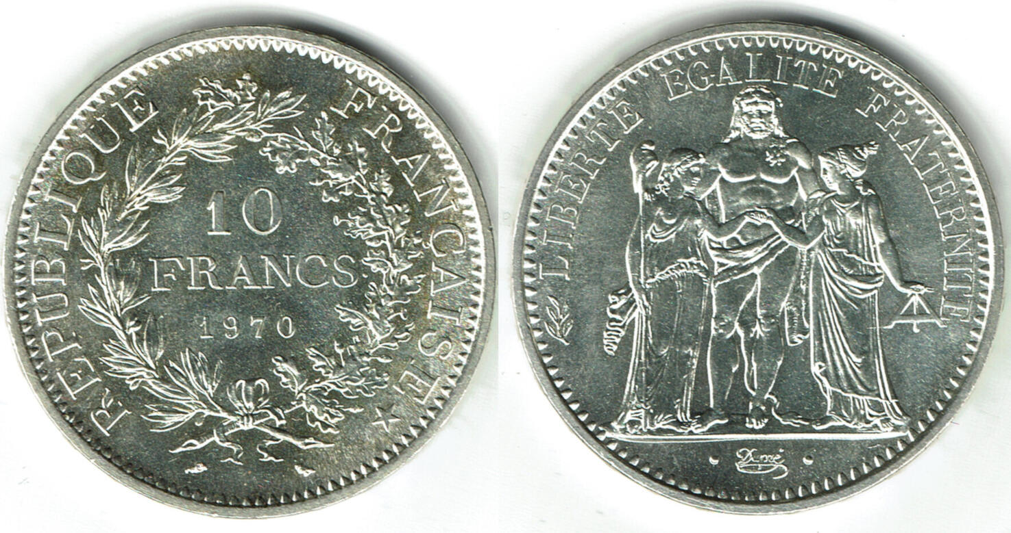 Frankreich 1969 france, silver coin 10 francs 1970 UNC | MA-Shops